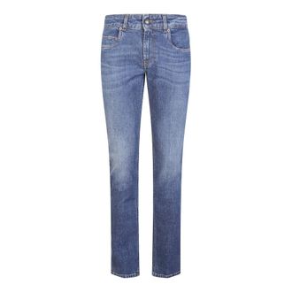 Fay Stretch-Denim-Jeans mit Lederpatch - - Jeans - Herren - Blau - W38