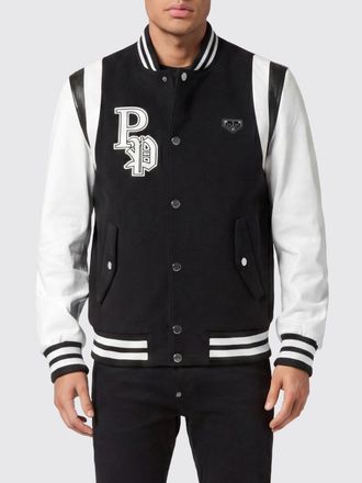 Philipp Plein Blouson bomber Varsity en laine avec manches en cuir