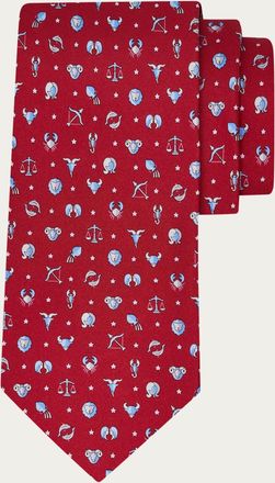 Ferragamo Herren Seidenkrawatte mit Horoskop-Print Rot