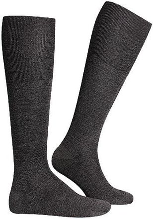 Falke Herren Kniestrümpfe grau Seide unifarben