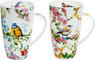 Dunoon 2er Set Becher Henley Morning Song 600 ml Bone China Kaffeetasse 15 cm Teetasse -Hochwertige Porzellantasse Elegantes modernes Design Spülmaschinen- u