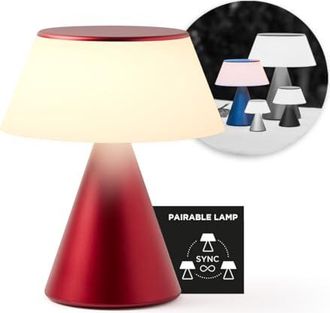 Lexon Lampe de chevet LED LUMA L, Grande lampe de table sans fil tactile avec variateur dintensité et synchronisation multi lampes, 9 couleurs de lumière re