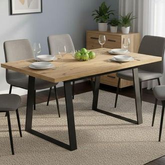 Dmora Ausziehbarer Canale-Tisch, Mehrzweck-Esskonsole, rechteckiger K&uuml;chen- oder Esszimmertisch, 160 x 90 x 75 cm, Nodi-Eiche