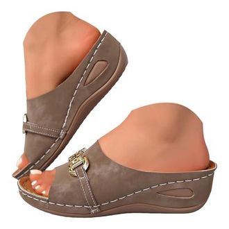 Generic Sandales d&eacute;t&eacute; habill&eacute;es pour femme avec soutien de la vo&ucirc;te plantaire - Semelle orthop&eacute;dique antid&eacute;rapante - Chaussures de marche orthop&eacute;diques &agrave; enfi