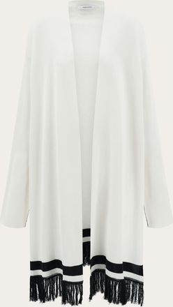 Ferragamo Damen Lange Strickjacke mit Fransen Wei&szlig;