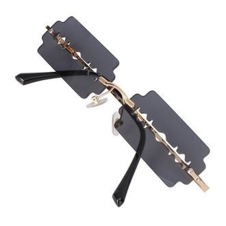 Supvox Lunettes de Soleil Creuses de Lame Monture M&eacute;tallique L&eacute;g&egrave;re Grise C1 Accessoires Festifs pour F&ecirc;te Halloween et D&eacute;guisement Lunettes de Soleil Origin