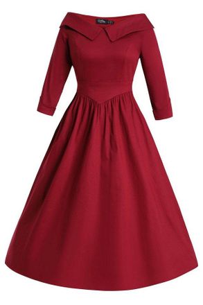 Dolly & Dotty A-Linien-Kleid Ruth Burgunder Vintage Retro Rockabilly