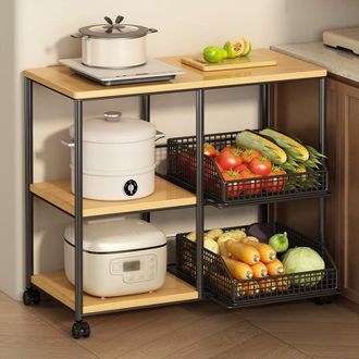 Generic K&uuml;chenregal-Organizer mit Ausziehbarem Drahtkorb, Provisorische Kochstation mit Rollen for Arbeitszimmer, Balkon, Garten, Flur