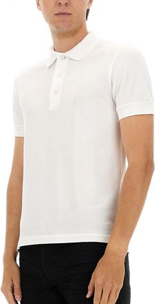 Tom Ford Pique Lyocell Polo Shirt - White
