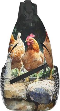 Generic Sac &agrave; dos vintage en forme de coq, poulet, sac &agrave; bandouli&egrave;re de voyage pour homme, sac &agrave; dos de randonn&eacute;e