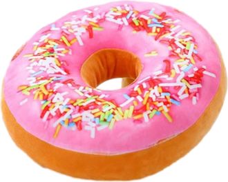 Generic Verspieltes Donut-frmiges Plschkissen, Dekoratives Rundes Kissen, Lady in Pink Donutss, ca. 40 x 40 cm, Weiches PP-Cotton-Fllmaterial, Wurfkissen