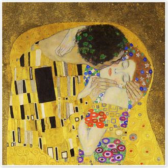 Posterlounge Der Kuss (Detail) II Poster von Gustav Klimt 20 x 20 cm Gelb Wandbilder Wanddeko