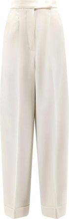 Max Mara Femme, Pantalons, Blanc, Taille: 36 FR Pleated Pantalons