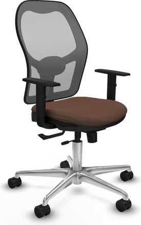 Piqueras y Crespo Arbeitsstuhl mit 1D-Armen, h&ouml;henverstellbare Lendenwirbelst&uuml;tze, ausgestattet mit Syncro/Traslack und injiziertem Schaumstoff, Grau/Dunkelbraun