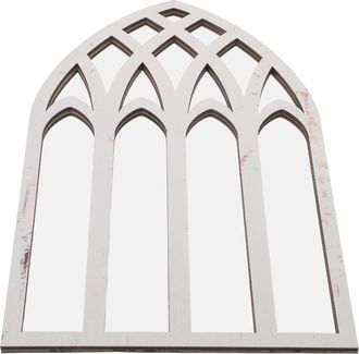 Pretyzoom Bogenfenster Wandspiegel 42X27cm Gotischer Holzrahmen Wanddeko Fensterspiegel Selbstklebend f&uuml;r Wohnzimmer Schlafzimmer Badezimmer