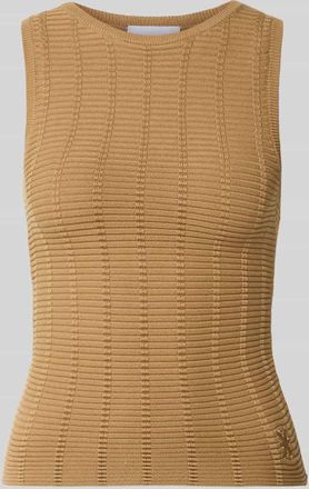 Karo Kauer Stricktop mit Strukturmuster und Rundhalsausschnitt