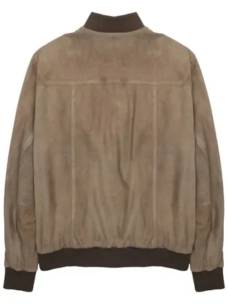 low brand Suede Leather Bomber Jacket - Beige