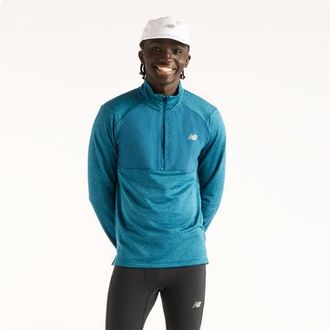 New Balance Homme RC Essential Heat Grid 1/2 Zip en Bleu, Poly Knit, Taille 2XL