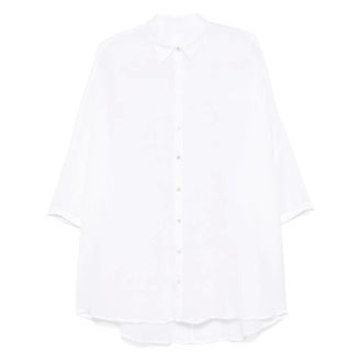 120% Lino Femme, Blouses et Chemises, Blanc, Taille: 36 FR Chemise en Lin Blanc Manches Longues Classique