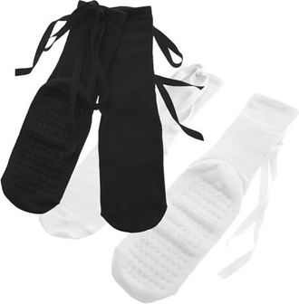Cabilock Lot de 2 Paires de Chaussettes de Yoga Antid&eacute;rapantes Mi-Mollet pour Femmes en Tissu Respirant avec Sangles Ajustables pour Pilates Fitness Danse et S