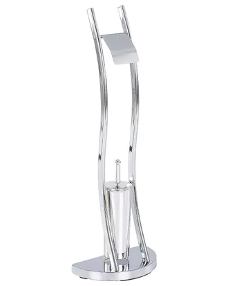 Beliani Freistehender Toilettenpapierst&auml;nder mit B&uuml;rste Silber Stahl modern Soacha