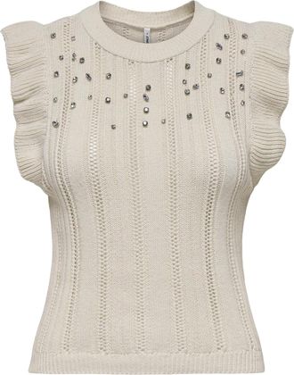 Only Onlnewtulle Life Sl Frill Bling Top KNT