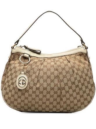 Gucci sac porté épaule Sukey en toile GG (2000-2015) - Marron