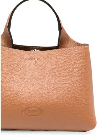 Tod's Grained Leather Tote Bag - Brown