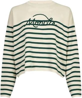 Moncler Pull ray&eacute; ample &agrave; logo brod&eacute; en laine