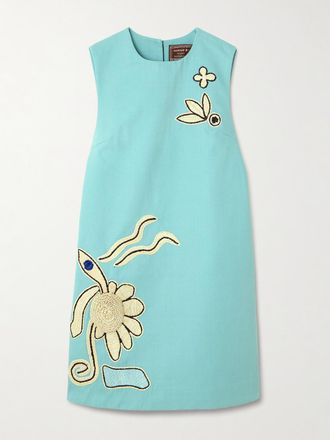 Alemais Azar Minikleid Aus Baumwoll-canvas Mit Stickereien - Blau