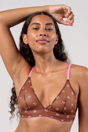 Understatement Damen vegan Bralette Mesh Triangle Mocha/Candy Pink