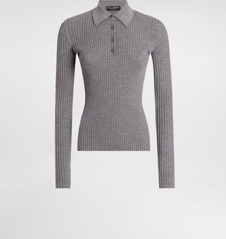 Dolce & Gabbana Gerippter Wollpullover - Frau Strickwaren Grau 48
