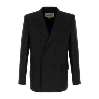Valentino Garavani Homme, Costumes, Noir, Taille: XL Veste Crois&eacute;e en Gabardine de Laine
