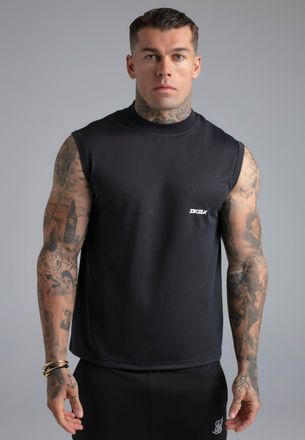 Siksilk Herren Schwarzes &Auml;rmelloses T-Shirt XXL