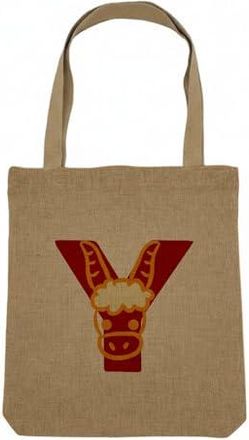 Fabulous Sac Shopping Tote Bag Aspect Lin - Y Letter First Name Animals Drawing Child - Sac de Courses Toile Epaisse 360g Beige Naturel Cabas Port&eacute; Epaule Soli