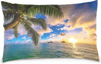 Linomo Kissenbezug 40x60 cm, Tropisch Sommer Palme Baum Dekorative Kissenbezug Kissenhülle für Couch Sofa Bett Hause