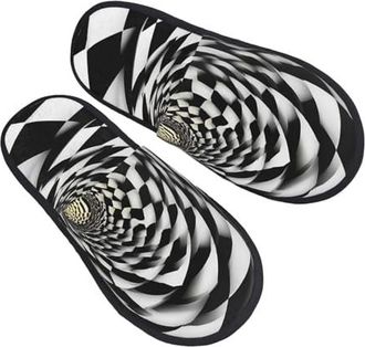 Generic Pantoufles imprim&eacute;es en 3D effet vortex pour femmes, chaussures dint&eacute;rieur et dext&eacute;rieur duveteuses, &agrave; enfiler