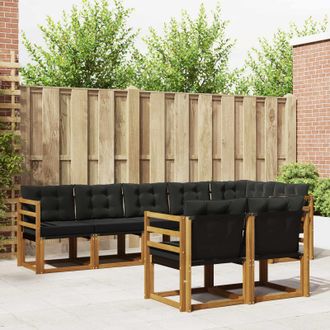 vidaXL Vidaxl Set Di Divani Da Esterno 8 Pz Naturale E Nero