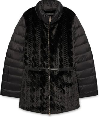 Fiorella Rubino Femme, Vestes, Noir, Taille: 56 FR Veste Bimat&eacute;riel avec Manches Matelass&eacute;es