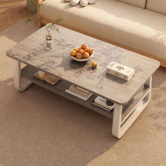 Generic Heimbüro-Schreibtisch, Computertisch, Wohnzimmer-Couchtisch Stabil, moderner minimalistischer Stil Tischplatte aus Holz, Stahlgestell Mit großem Ablag