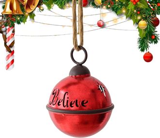 Generico Gro&szlig;e Metalljingle Bell - Weihnachtsbaumdekoration, 17 x 12 cm, Vintage-Glocke, handgemachte Glocke mit Seil | Shiny Hanging Ornament f&uuml;r T&uuml;r, T&uuml;r, Wa