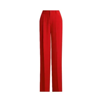Ralph Lauren Femme, Pantalons, Rouge, Taille: 36 FR Pantalon Tailleur Pliss&eacute; en Georgette