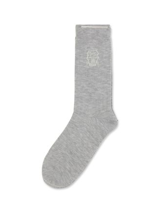 Brunello Cucinelli Cotton Mid-Calf Socks - Gray