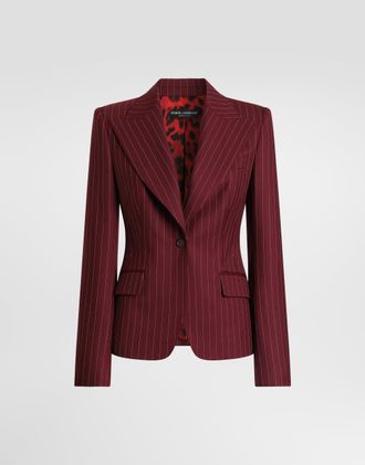 Dolce & Gabbana Jacke Turlington Aus Wolle Mit Einreihiger Knopfleiste In Nadelstreifenoptik - Frau Blazer Multicolor Wolle 38