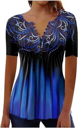 Generic Femme Tee Shirt Coton Loisirs Blanc T-Shirt Top 3/4 Manches D&eacute;t&eacute; Lache Basique Tshirt Sport Confortable &Agrave; Col en V Haut Tunique Manches 3/4 Casual Tee