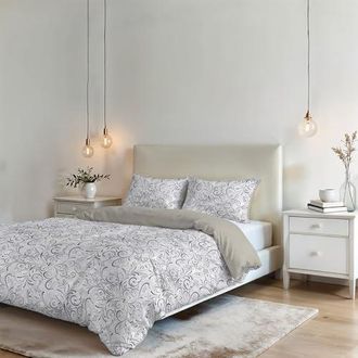 Italian Bed Linen Fantasy Bettbezug, Mikrofaser, Doppelte, Ornato Grigio