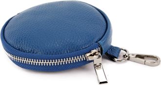 modamoda.de P10 / P08 Damen Leder Rauleder Geldb&ouml;rse M&uuml;nzgeldb&ouml;rse Taschenanh&auml;nger &oslash; 11,5 cm handmade in Italy, Farbe:Signalblau