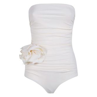 Magda Butrym Femme, Maillots de bain, Beige, Taille: 34 FR Maillot de bain une pi&egrave;ce avec fleur &agrave; la taille