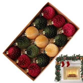 Generico Velvet Christmas Balls - Flocked Ornament Set, 15 St&uuml;ck Velvet Flocked Pom-Pom Balls for Christmas Tree Decorating | 8 cm rustikale Ornamente f&uuml;r Armh