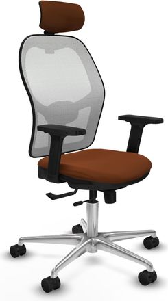 Piqueras y Crespo Ergonomischer Computerstuhl mit 2D-Armen, h&ouml;henverstellbarer Lendenwirbelst&uuml;tze und h&ouml;henverstellbarem Kopfteil, Wei&szlig;/Braun